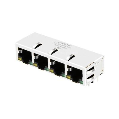 China WE 7499031120A Compatible LINK-PP LPJ46401ADNL 10/100 Base-T 1x4 Port Ethernet RJ45 Mag Jack Tab Down Yellow/Green LED for sale