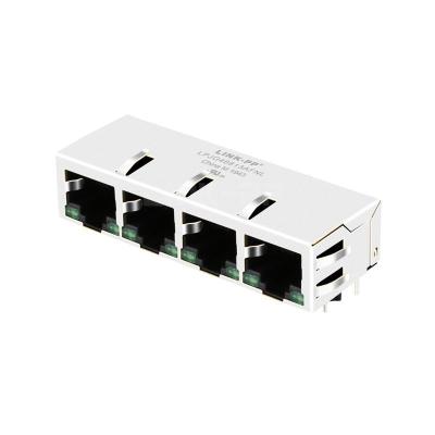 China XFMRC XFG1-IB1OOJM-CLxu4MS Compatible LINK-PP LPJG46813AFNL 10/100/1000 Base-T Tab Down Green/Green LED 1x4 Port Lan Ethernet RJ45 for sale