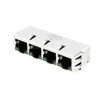 China Halo HFJ14-1G41ER-L11RL Compatible LINK-PP LPJG46843AFNL 10/100/1000 Base-T Tab Down Green/Green LED 1x4 Ethernet Port RJ45 Connector for sale