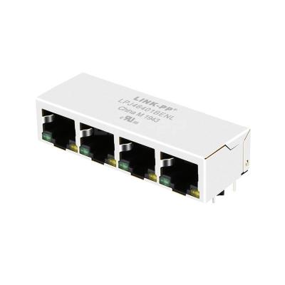 China Hanrun HR931402AE Compatible LINK-PP LPJ46401BENL 10/100 Base-T 1x4 Port RJ45 Jack Magnetics Tab Down Green/Yellow LED for sale