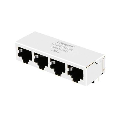 China Amphenol RJSE4BAO8T089B  Compatible LINK-PP LPJ46203DNL 10/100 Base-T Tab Down Without LED 1x4 Port Connector Lan RJ45 for sale