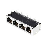 China Amphenol RJSE4BAO8T089B  Compatible LINK-PP LPJ46203DNL 10/100 Base-T Tab Down Without LED 1x4 Port Connector Lan RJ45 for sale