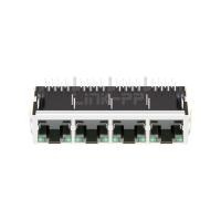 China Tyco 1-6610143-1 Compatible LINK-PP LPJ48001AZNL-2 10/100 Base-T 1x4 Port RJ45 Jack Magnetics Tab Up Green/Green LED for sale