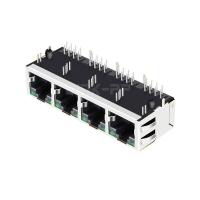 China Tyco 1-6610143-1 Compatible LINK-PP LPJ48001AZNL-2 10/100 Base-T 1x4 Port RJ45 Jack Magnetics Tab Up Green/Green LED for sale