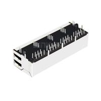 China Tyco 1-6610143-1 Compatible LINK-PP LPJ48001AZNL-2 10/100 Base-T 1x4 Port RJ45 Jack Magnetics Tab Up Green/Green LED for sale