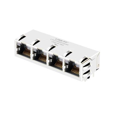 China Tyco 1840528-6 Compatible LINK-PP LPJG48831A4NL 10/100/1000 Base-T Tab Up Green&Yellow/Green&Yellow LED 1x4 Port Filter Connector Module for sale