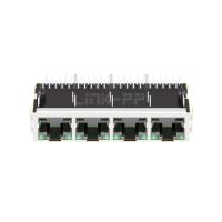 China Pulse JG0-0025NL Compatible LINK-PP LPJG48851AFNL 100/1000 Base-T 1x4 Port RJ45 Jacks with Transformer Tab Up Green/Green LED for sale