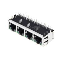 China Pulse JG0-0025NL Compatible LINK-PP LPJG48851AFNL 100/1000 Base-T 1x4 Port RJ45 Jacks with Transformer Tab Up Green/Green LED for sale
