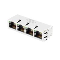 China XFMRC XFGIG8NA-CTGxu4-4M Compatible LINK-PP LPJG49883AHNL 1000 Base-T 1x4 Port RJ45 Pcb Jack Tab Up Green/Yellow LED for sale