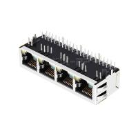 China Pulse J8064D648ANL Compatible LINK-PP LPJ46204AENL 10/100 Base-T Tab Down Green/Yellow LED 1x4 Port Integrated Magnetic Jacks for sale