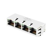 China Pulse JG0-0026NL Compatible LINK-PP LPJG48851AWNL 1x4 Port RJ45 Network Jack 100/1000 Base-T Tab Up Green/Green LED for sale