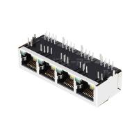 China LPJ46204BDNL 10/100 Base-T Tab Down Yellow/Green LED 1x4 Port Integrated Magnetic RJ45 Jacks for sale