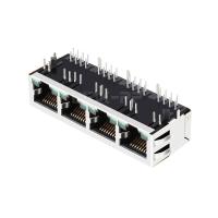 China LPJ46404AFNL 10/100 Base-T Tab Down Green/Green LED 1x4 Port RJ45 Magnetic Jack for sale