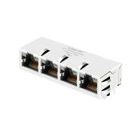 China LPJ48002A34NL 10/100 Base-T Tab Up Green&Yellow/Green LED 1x4 Port RJ45 Connectors With Integrated Magnetics for sale