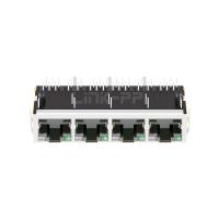 China LPJ48002A34NL 10/100 Base-T Tab Up Green&Yellow/Green LED 1x4 Port RJ45 Connectors With Integrated Magnetics for sale