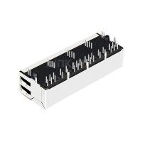 China LPJ48002A34NL 10/100 Base-T Tab Up Green&Yellow/Green LED 1x4 Port RJ45 Connectors With Integrated Magnetics for sale