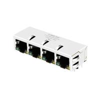 China LPJ46204AENL 10/100 Base-T Tab Down Green/Yellow LED 1x4 Port Integrated RJ45 Magnetic Jacks for sale