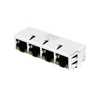 China LPJ46404ADNL 10/100 Base-T Tab Down Yellow/Green LED 1x4 Port Ethernet RJ45 Connectors for sale