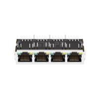 China LPJ46404ADNL 10/100 Base-T Tab Down Yellow/Green LED 1x4 Port Ethernet RJ45 Connectors for sale