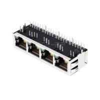 China LPJG46813ADNL 100/1000 Base-T Tab Down Yellow/Green LED 1x4 Port RJ45 Ethernet Connector for sale