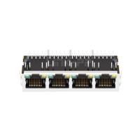 China LPJG46813ADNL 100/1000 Base-T Tab Down Yellow/Green LED 1x4 Port RJ45 Ethernet Connector for sale