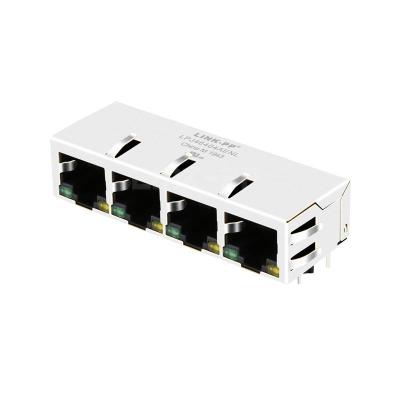 China LPJ46404AENL 10/100 Base-T Tab Down Green/Yellow LED 1x4 Port RJ45 Jack Connection for sale
