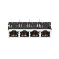 China LPJ46401BBNL 10/100 Base-T Tab Down Green/Yellow LED 1x4 Port Ethernet RJ45 Connector for sale