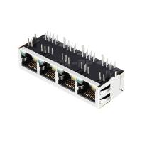 China LPJ46441ADNL 10/100 Base-T Tab Down Yellow/Green LED 1x4 Port Ethernet RJ45 Connector for sale