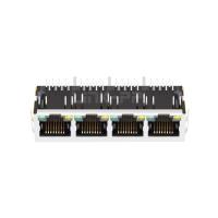 China LPJ46401ADNL 10/100 Base-T Tab Down Yellow/Green LED 1x4 Port Ethernet RJ45 Connector for sale