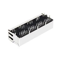 China LPJ46401ADNL 10/100 Base-T Tab Down Yellow/Green LED 1x4 Port Ethernet RJ45 Connector for sale