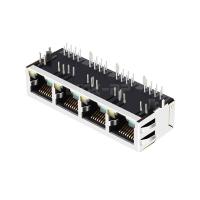 China LPJ46201AENL 10/100 Base-T Tab Down Green/Yellow LED 1x4 Ethernet Port RJ45 Connector for sale