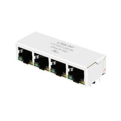 China LPJ46213BHNL 10/100 Base-T Tab Down Green/Yellow LED 1x4 Port Ethernet Lan RJ45 for sale