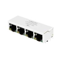 China LPJ46297BDNL 10/100 Base-T Tab Down Yellow/Green LED 1x4 Port Lan RJ45 Jacks for sale