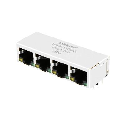 China LPJ46297BDNL 10/100 Base-T Tab Down Yellow/Green LED 1x4 Port Lan RJ45 Jacks for sale