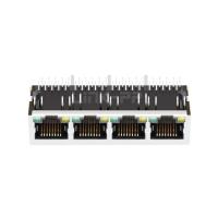 China LPJ46297BDNL 10/100 Base-T Tab Down Yellow/Green LED 1x4 Port Lan RJ45 Jacks for sale