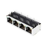 China LPJ46297BDNL 10/100 Base-T Tab Down Yellow/Green LED 1x4 Port Lan RJ45 Jacks for sale