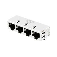 China LPJGF46813CNL 10/100/1000 Base-T Tab Down Without LED 1x4 Port RJ45 Female Connectors for sale