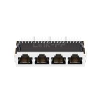 China LPJGF46813CNL 10/100/1000 Base-T Tab Down Without LED 1x4 Port RJ45 Female Connectors for sale