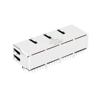 China LPJGF46813CNL 10/100/1000 Base-T Tab Down Without LED 1x4 Port RJ45 Female Connectors for sale