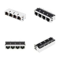 China Belfuse 2250083-1 Compatible LINK-PP 10G Base-T 1x4 Port Ethernet RJ45 MagJack Tab Up With Led for sale