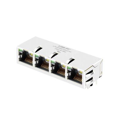China LPJG488148AENL 1x4 Port RJ45 Gigabit Magnetic Jacks 1000 Base-T Tab Up Green/Yellow LED for sale