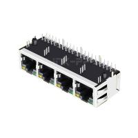 China LPJG488148AENL 1x4 Port RJ45 Gigabit Magnetic Jacks 1000 Base-T Tab Up Green/Yellow LED for sale