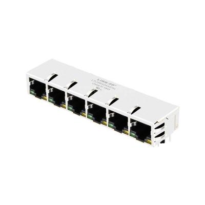 China LPJ66404AENL 10/100 Base-T 1X6 Port RJ45 Female Connector for sale