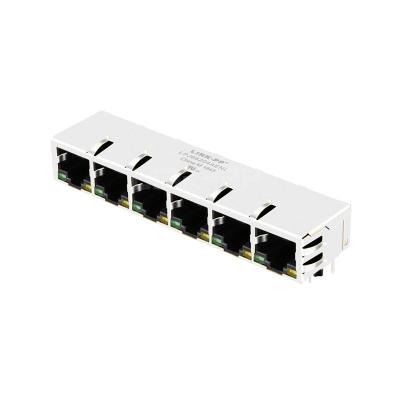 China LPJ66204AENL 10/100 Base-T 1X6 Port Jack RJ45 Female Connector for sale