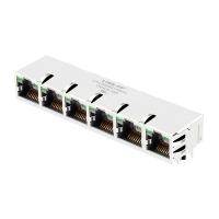 China LPJG68851AWNL 100/1000 Base-T 1x6 Port RJ45 Magjacks Tab Up Green/Green Led for sale