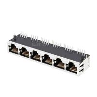 China LPJF66204CNL 10/100 Base-T 1X6 Port Jack RJ45 Female Connector Without Leds for sale