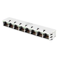 China LPJG88851AWNL 10/100/1000 Base-T Tab Up Green/Green LED 1x8 Port RJ45 Jack Connection for sale