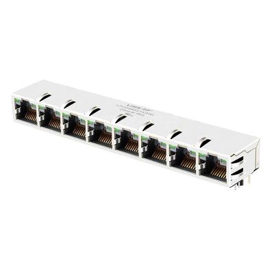 China LPJG88851AWNL 10/100/1000 Base-T Tab Up Green/Green LED 1x8 Port RJ45 Jack Connection for sale
