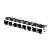 China LPJG88851AWNL 10/100/1000 Base-T Tab Up Green/Green LED 1x8 Port RJ45 Jack Connection for sale