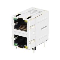 China LPJ17225AHNL 10/100 Base-T Tab UP Green/Yellow LED 2X1 Port RJ45 Female Connector With Integrated Magnetics for sale